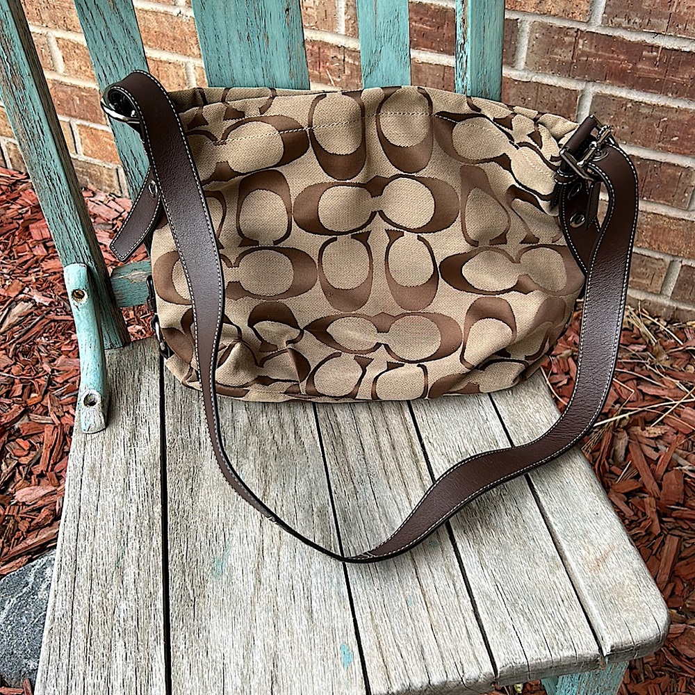 Coach Large Logo Signature C Brown Canvas & Leather W… - Gem